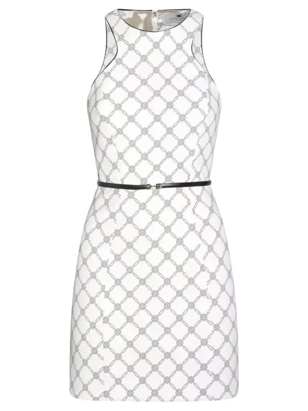 Elisabetta Franchi Diamond-print Mini Dress - White