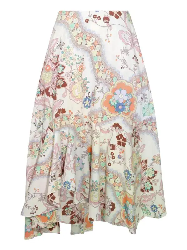Etro Floral-print Midi Skirt - Pink