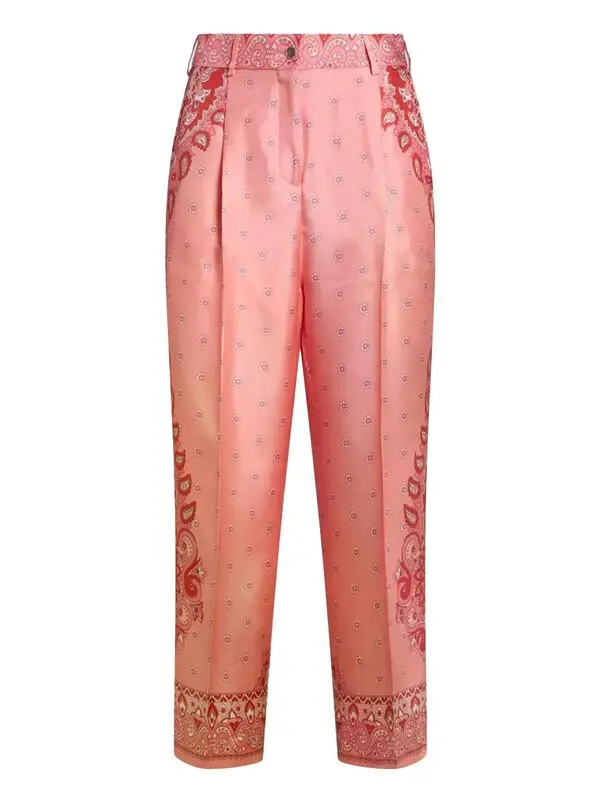 Etro Paisley-print Silk Trousers - Pink