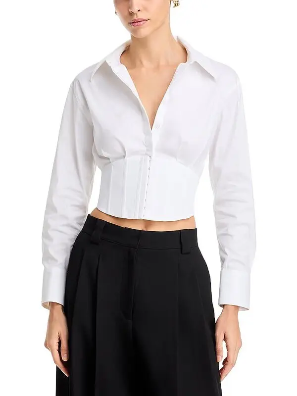 Alice + Olivia Edie Corset Button-down Top - Off White