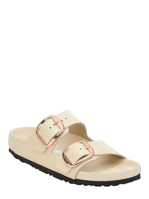 BIRKENSTOCK Arizona Big Buckle High Shine Leather Sandals - Beige