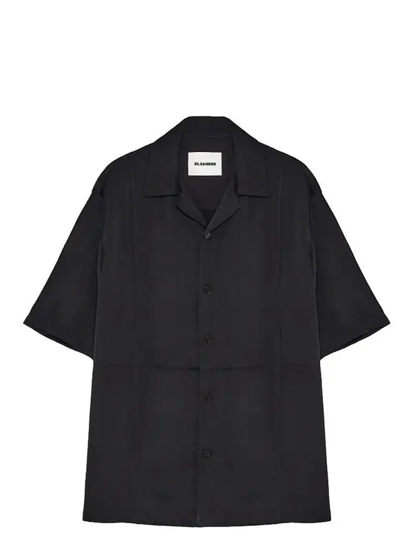 JIL SANDER Solid Camp Shirt - Black