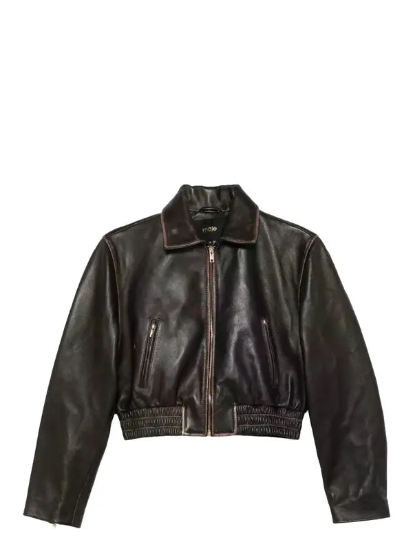 Maje Leather Jacket - Brown