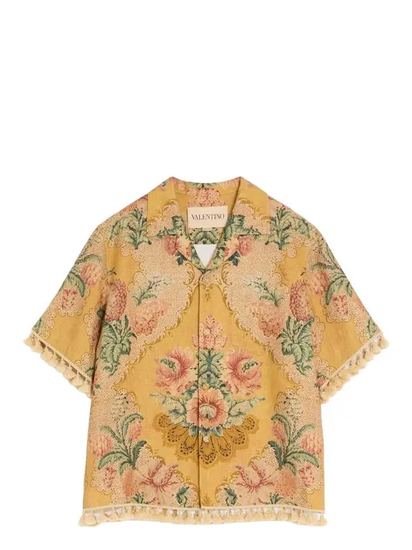 Valentino Garavani Linen Bowling Shirt With Apres L'hiver - Multicolour