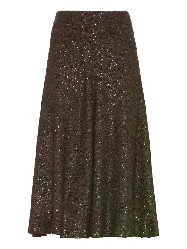 Brunello Cucinelli Sequinned Midi Skirt - Brown