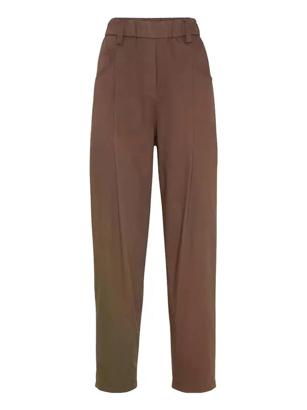Brunello Cucinelli Straight Leg Trousers With Monili Chain Detail - Brown