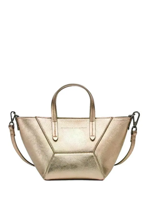 Brunello Cucinelli Mini Bc Duo Lamé Tote - Gold