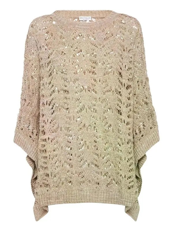 Brunello Cucinelli Foliage Lace Poncho - Neutrals