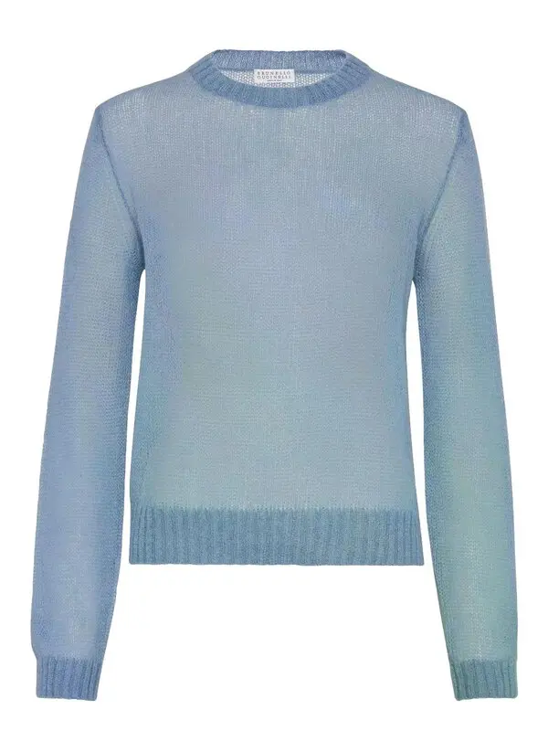 Brunello Cucinelli Ribbed-trim Sweater - Blue