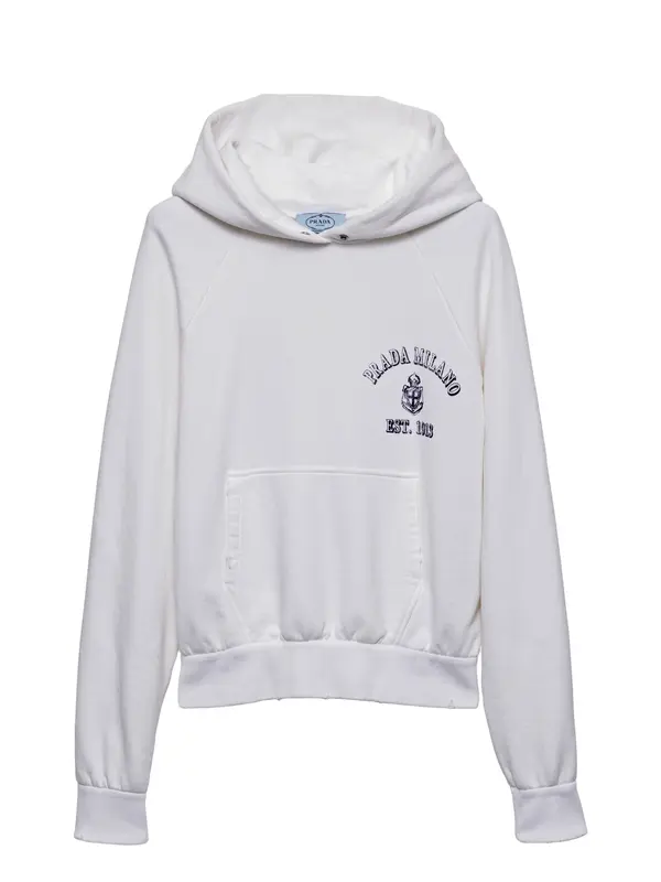 Prada Cotton Fleece Hoodie - White