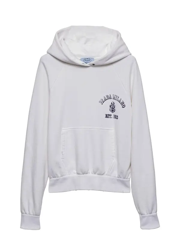 Prada Cotton Fleece Hoodie - White