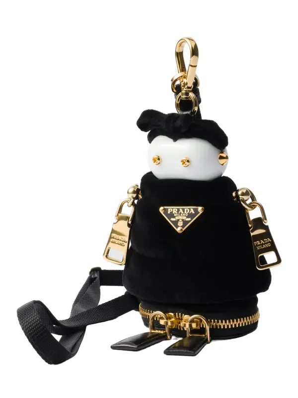 Prada Soft Robot Velvet Bag Charm - Black