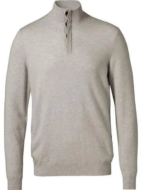 CHARLES TYRWHITT Merino Cashmere Button-neck Sweater - Silver Grey