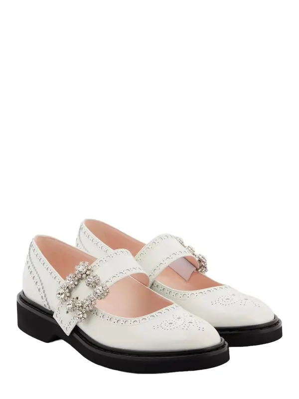ROGER VIVIER Viv' Rangers Flower Mary Jane Flats - White