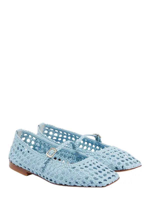 SOULIERS MARTINEZ Paris Woven Leather Ballet Flats - Blue