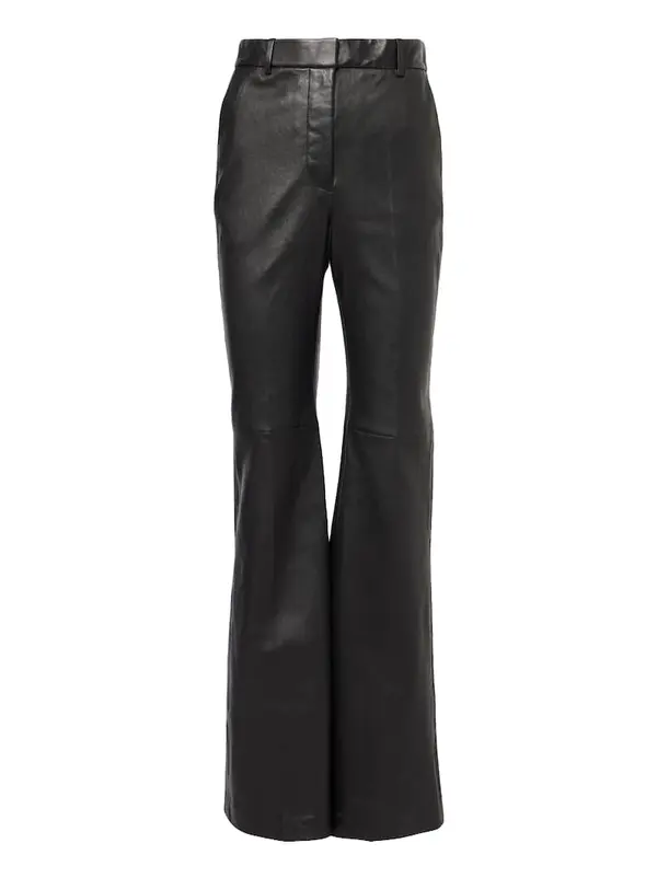 JOSEPH Tafira Mid-rise Flared Leather Pants - Black