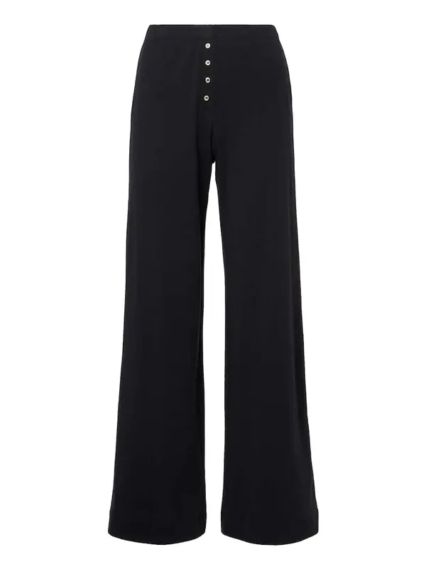 LESET Pointelle Wide-leg Pants - Black