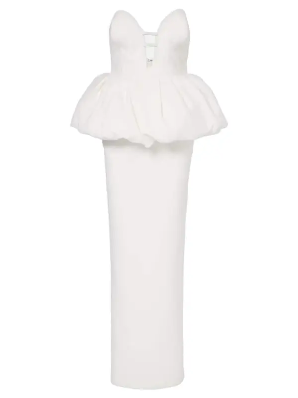 THE NEW ARRIVALS ILKYAZ OZEL Lia Peplum Gown - White