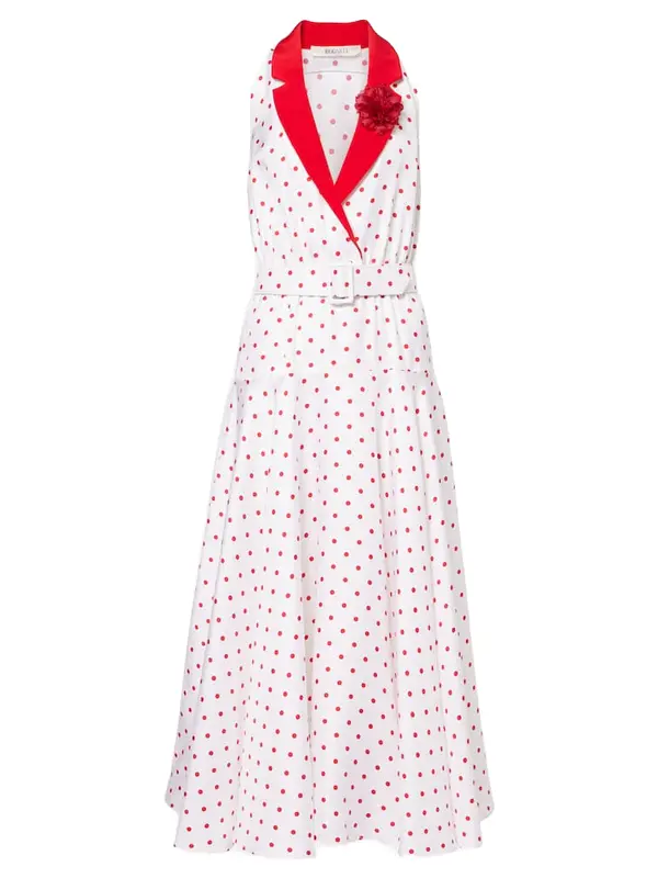 RODARTE Polka-dot Silk Twill Midi Dress - White