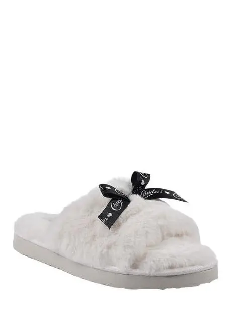 CANDIE'S Faux Fur Slide Sandal - Natural