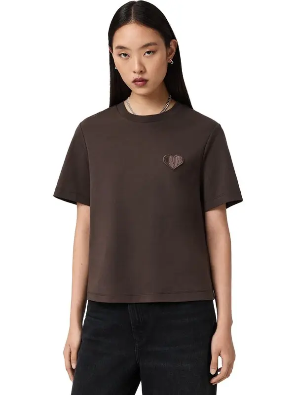 ALLSAINTS Lover Lisa Embroidered T-shirt - Bottle Brown