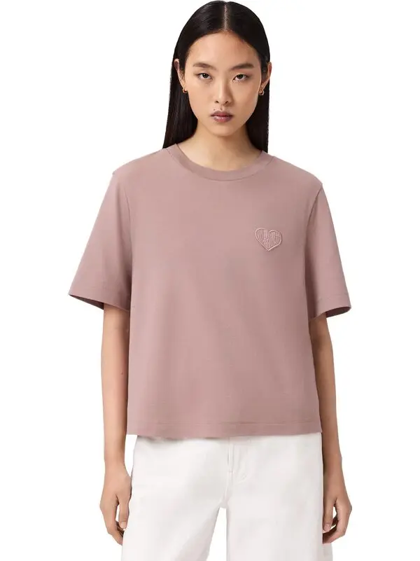 ALLSAINTS Lover Lisa Embroidered T-shirt - Dusty Lilac