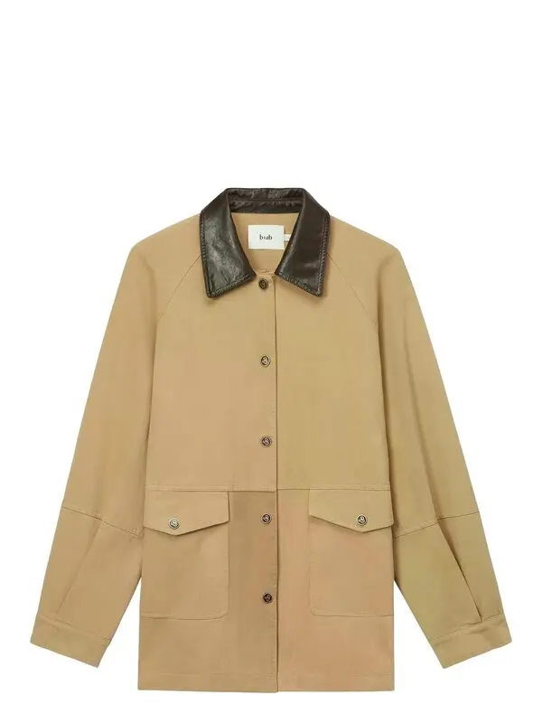 B+AB Contrasting-collar Coat - Neutrals