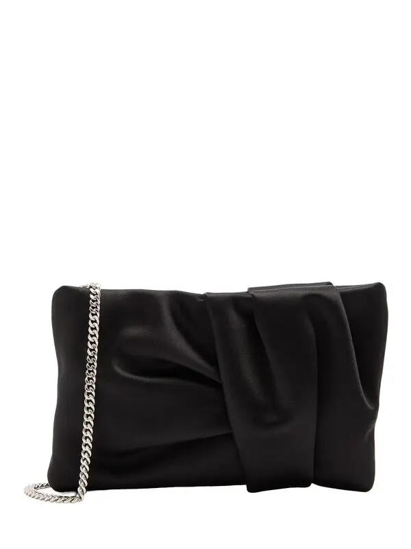 JIMMY CHOO Bonny Gathered Satin Clutch - Black