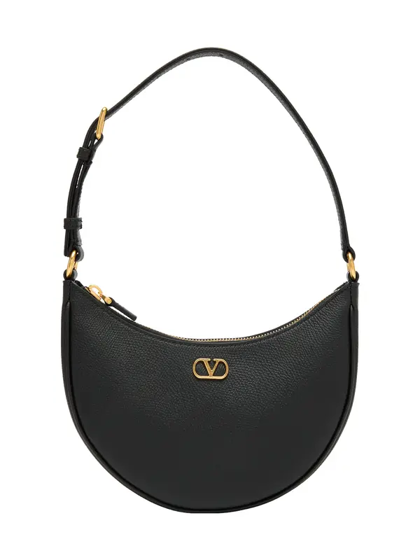 Valentino Garavani Mini Leather Hobo Shoulder Bag - Black