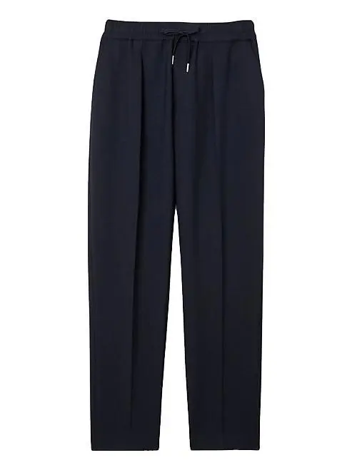 Sandro Drawstring-waist Straight-leg Woven Trousers - Navy Blue