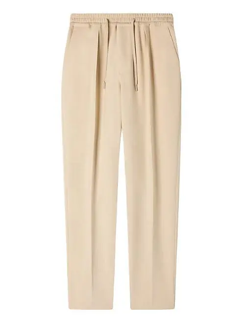 Sandro Drawstring-waist Straight-leg Woven Trousers - Oats