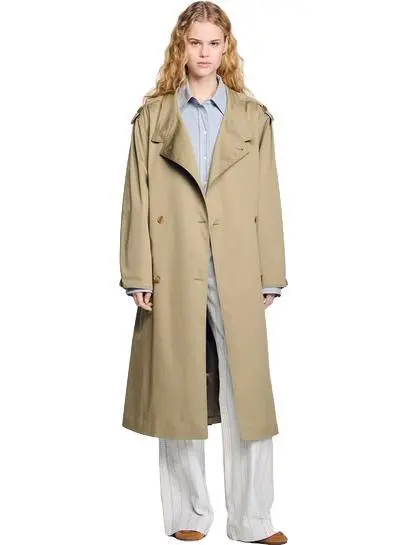 Sandro Belted Trench Coat - Green