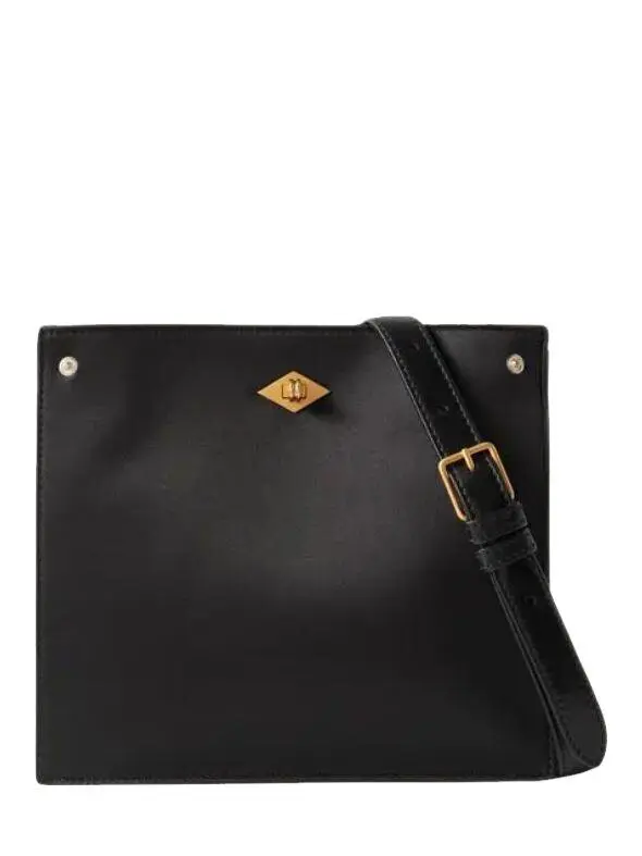 METIER Stowaway Leather-trimmed Satin Shoulder Bag - Black
