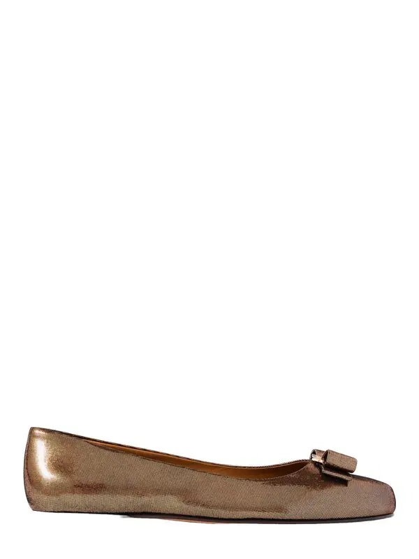 FERRAGAMO Varina Lamé Ballet Flats - Brown
