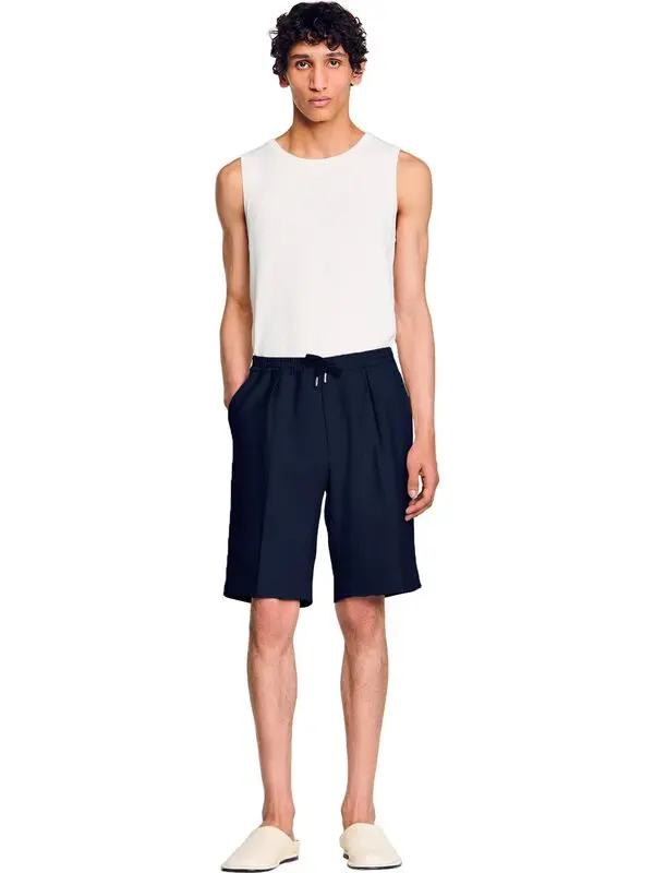 Sandro Jersey Bermuda Shorts - Navy Blue