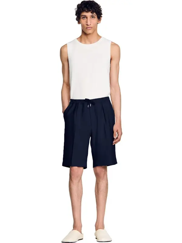 Sandro Jersey Bermuda Shorts - Navy Blue