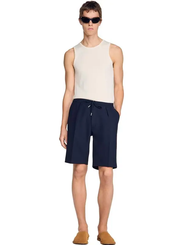 Sandro Jersey Bermuda Shorts - Navy Blue