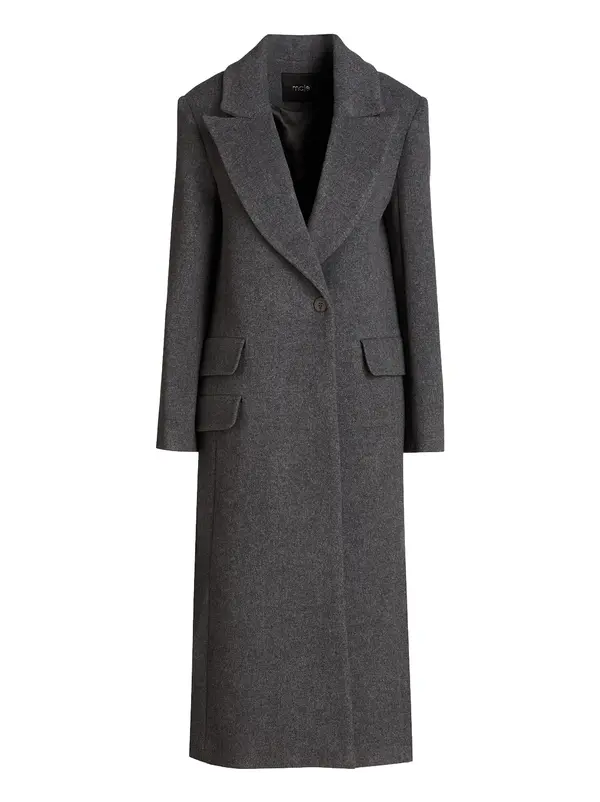 Maje Double-breasted Wool-blend Coat - Anthracite