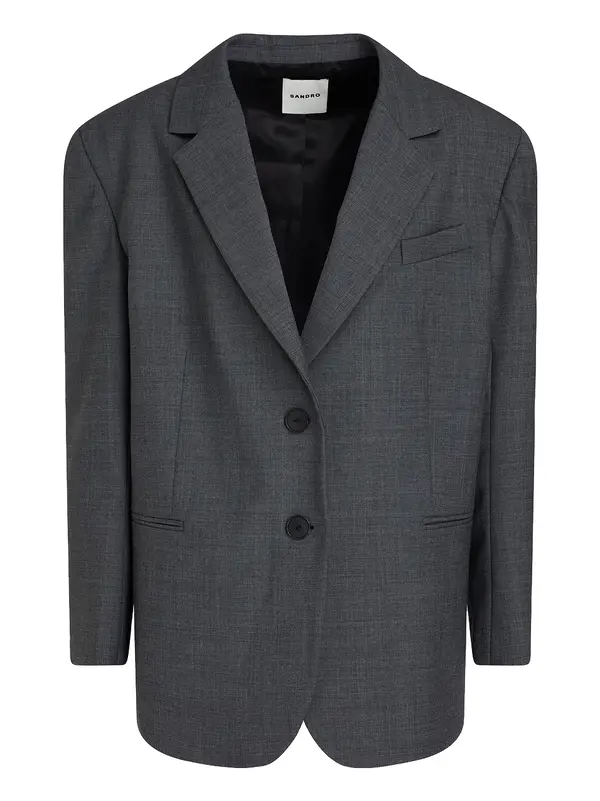 Sandro Wool-blend Blazer - Anthracite