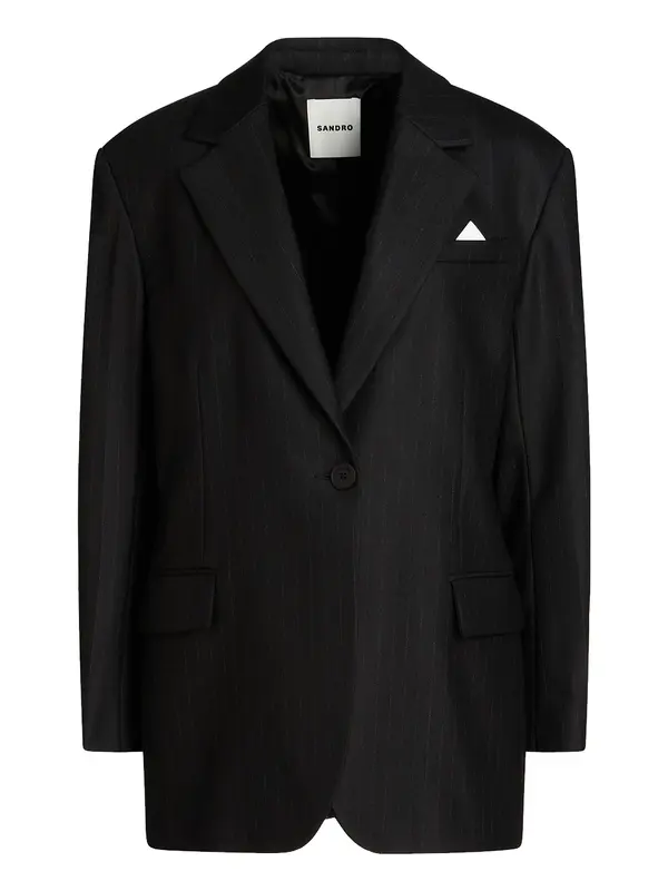 Sandro Pinstriped Twill Blazer - Black