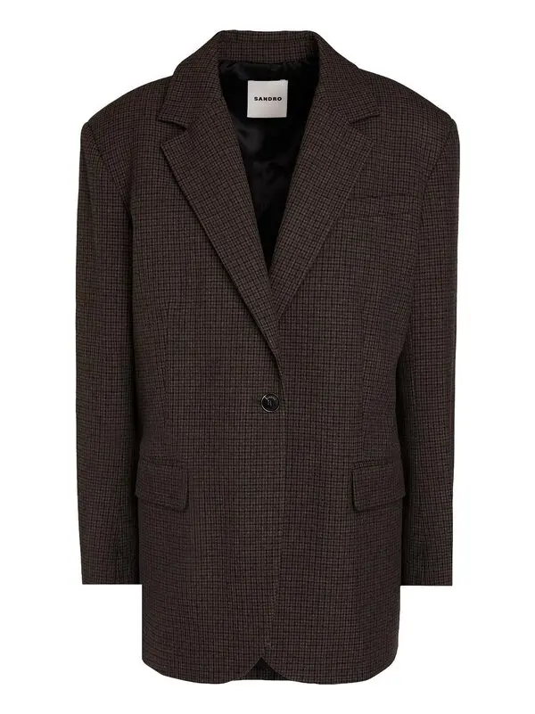 Sandro Gingham Jacquard Blazer - Brown