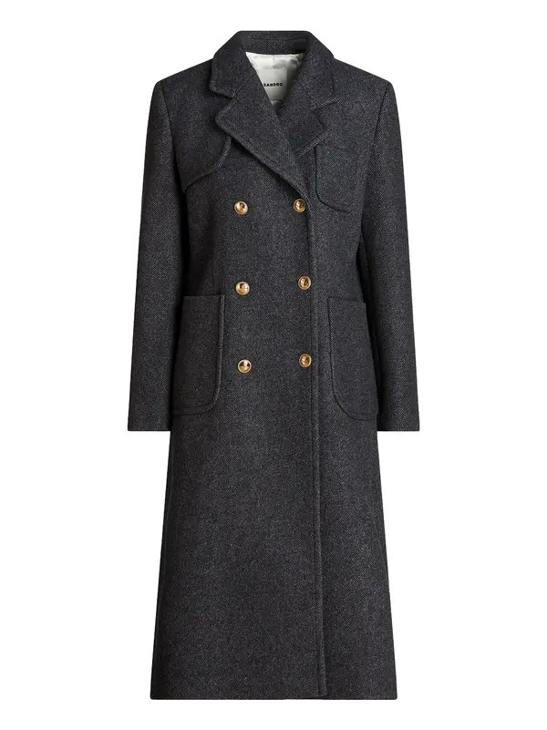 Sandro Brushed Wool-blend Twill Coat - Dark Gray