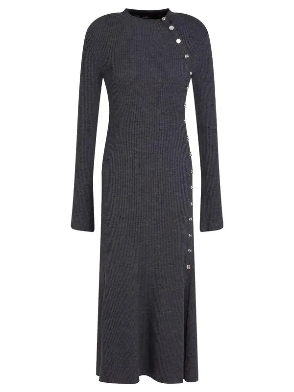 Maje Ribbed-knit Midi Dress - Anthracite