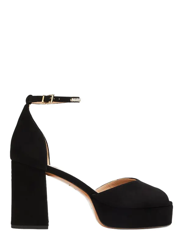 Maje Crystal-embellished Suede Platform Sandals - Black