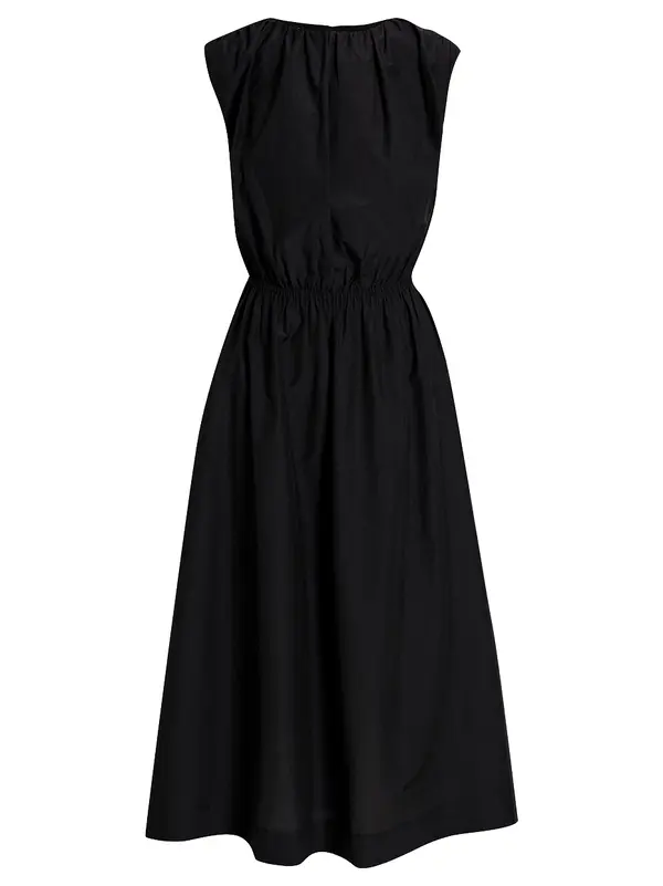 Loulou De Saison Loulou Studio Aphrodite Cotton And Silk-blend Poplin Midi Dress - Black