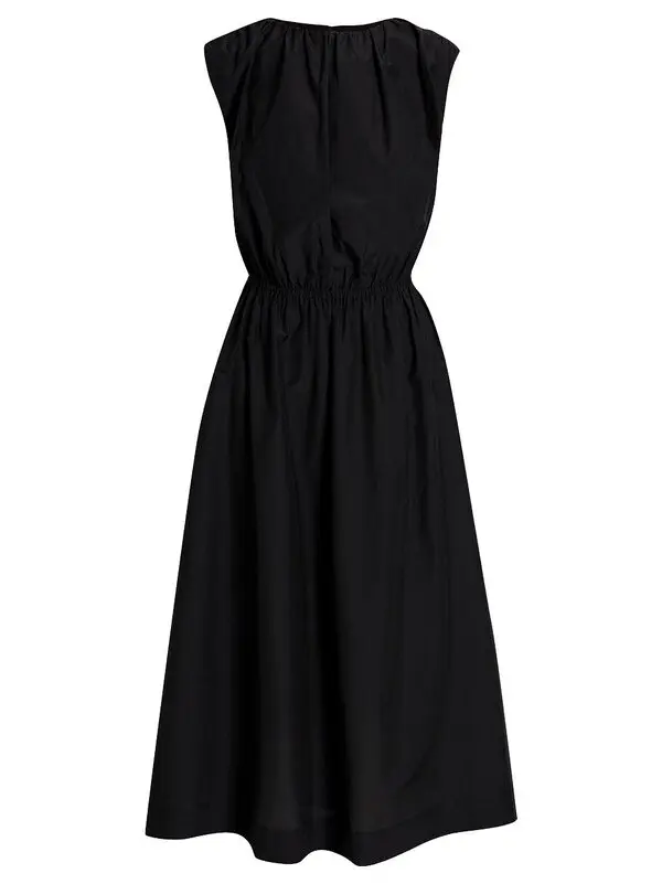 Loulou De Saison Loulou Studio Aphrodite Cotton And Silk-blend Poplin Midi Dress - Black