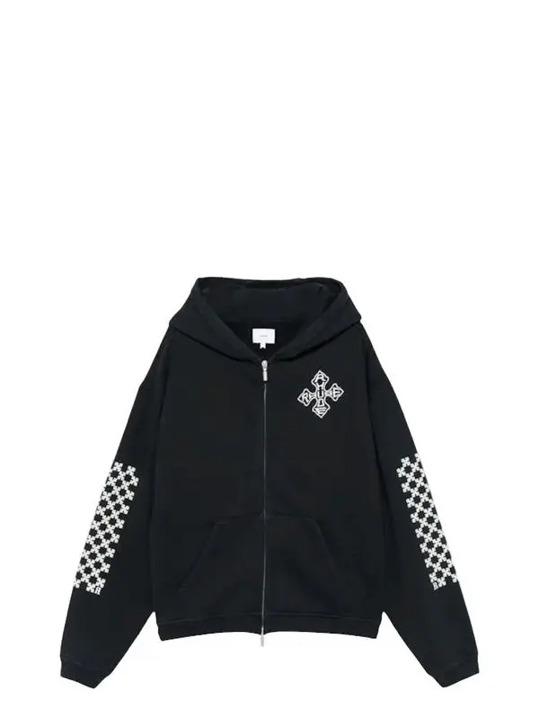 Rhude Cross Logo Zip-up Hoodie - Black