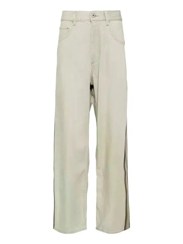 CROQUIS Side-stripe Straight-leg Jeans - Green