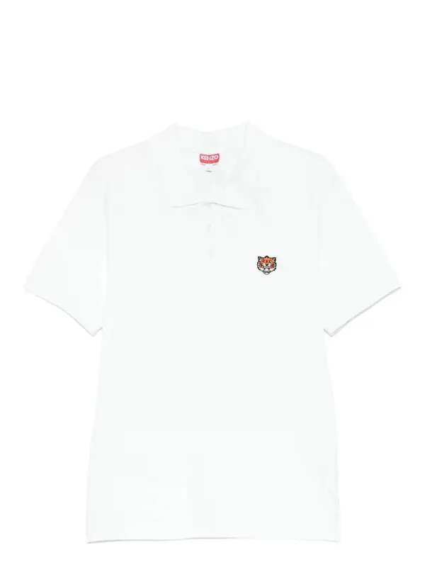 Kenzo Happy Tiger Embroidered Polo Shirt - White