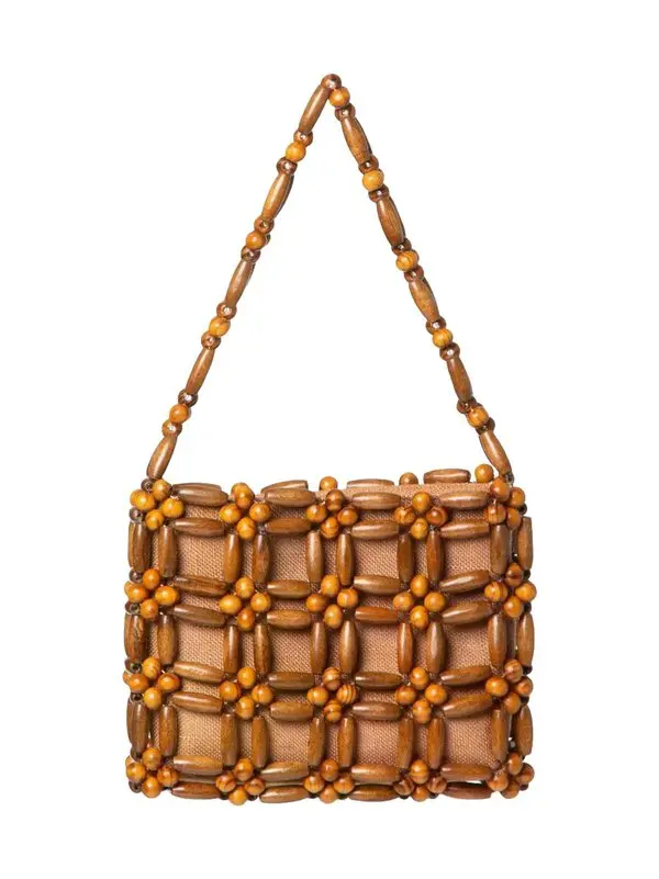 0711 TBILISI Marisha Beaded Tote Bag - Brown